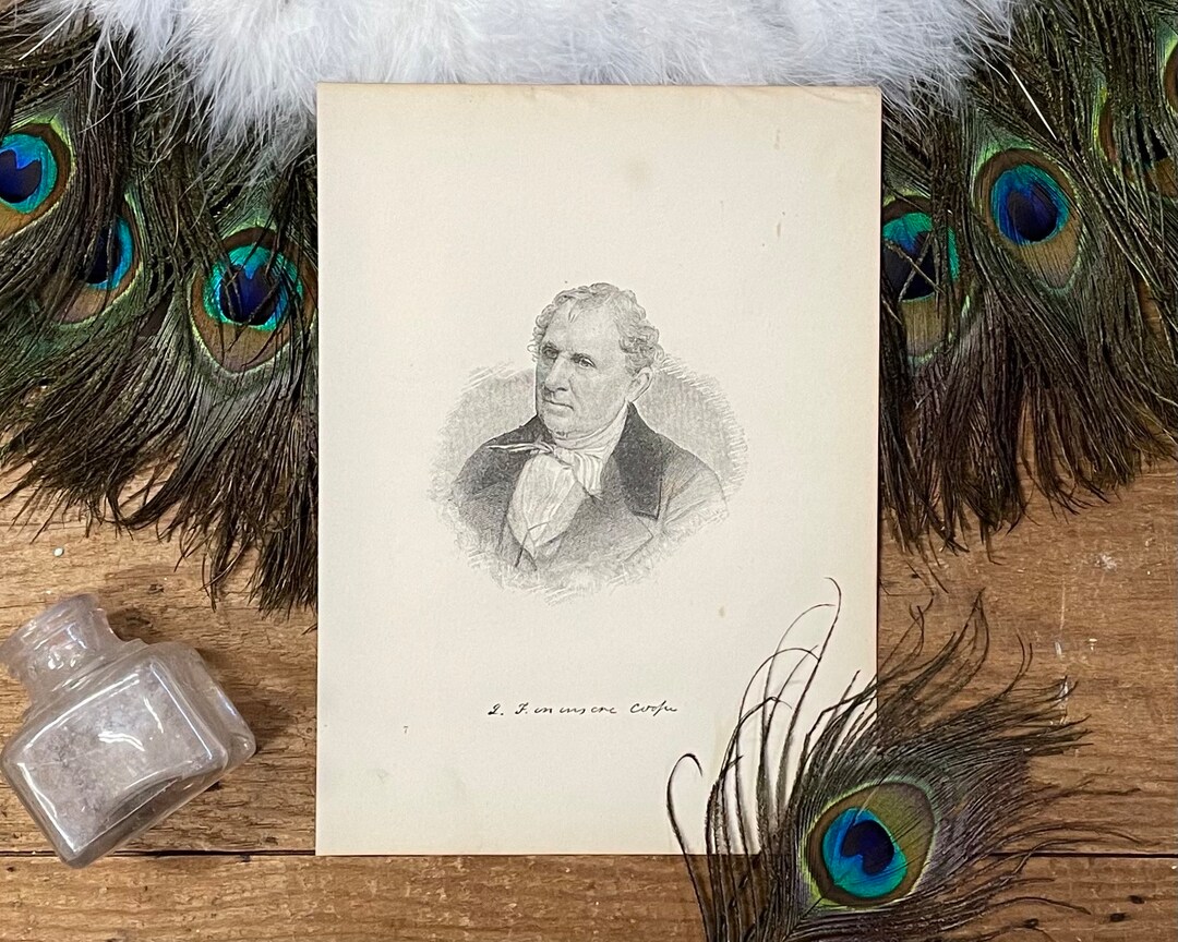 1888 James Fenimore Cooper Portrait Engraved Illustration! Framable ...