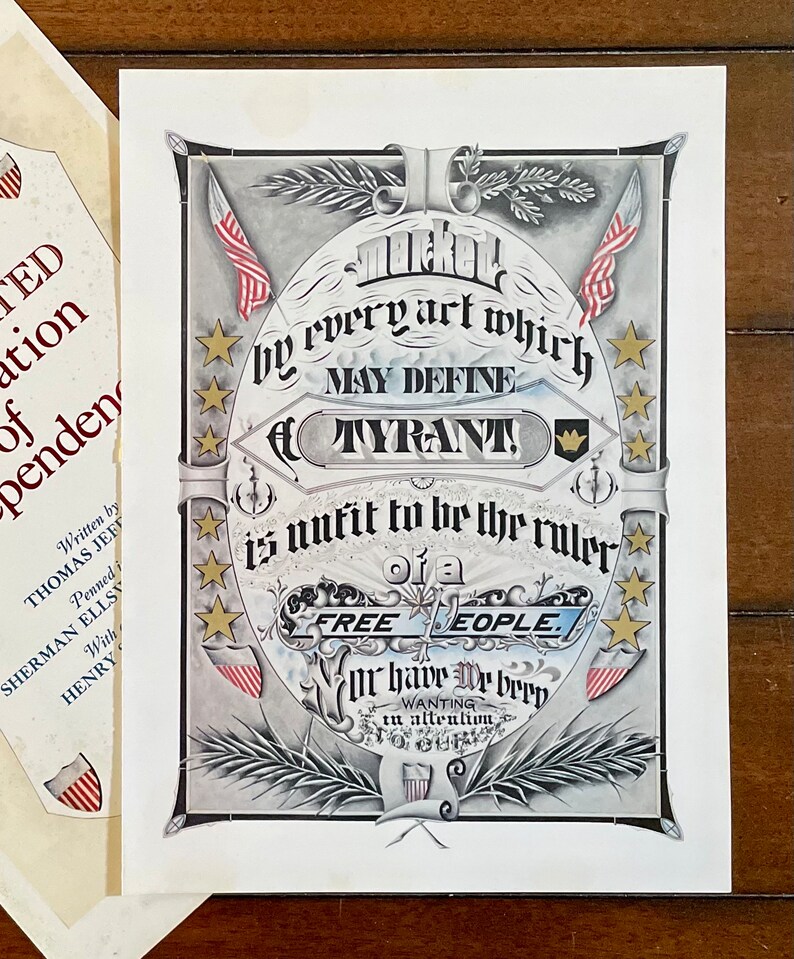 US Declaration of Independence Framable Print! US History Memorabilia ...