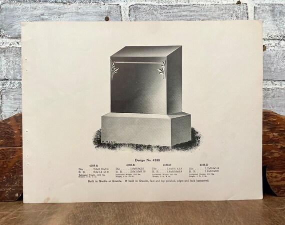 Headstone Advertising Catalog Sheet Framable Gravestone - Etsy