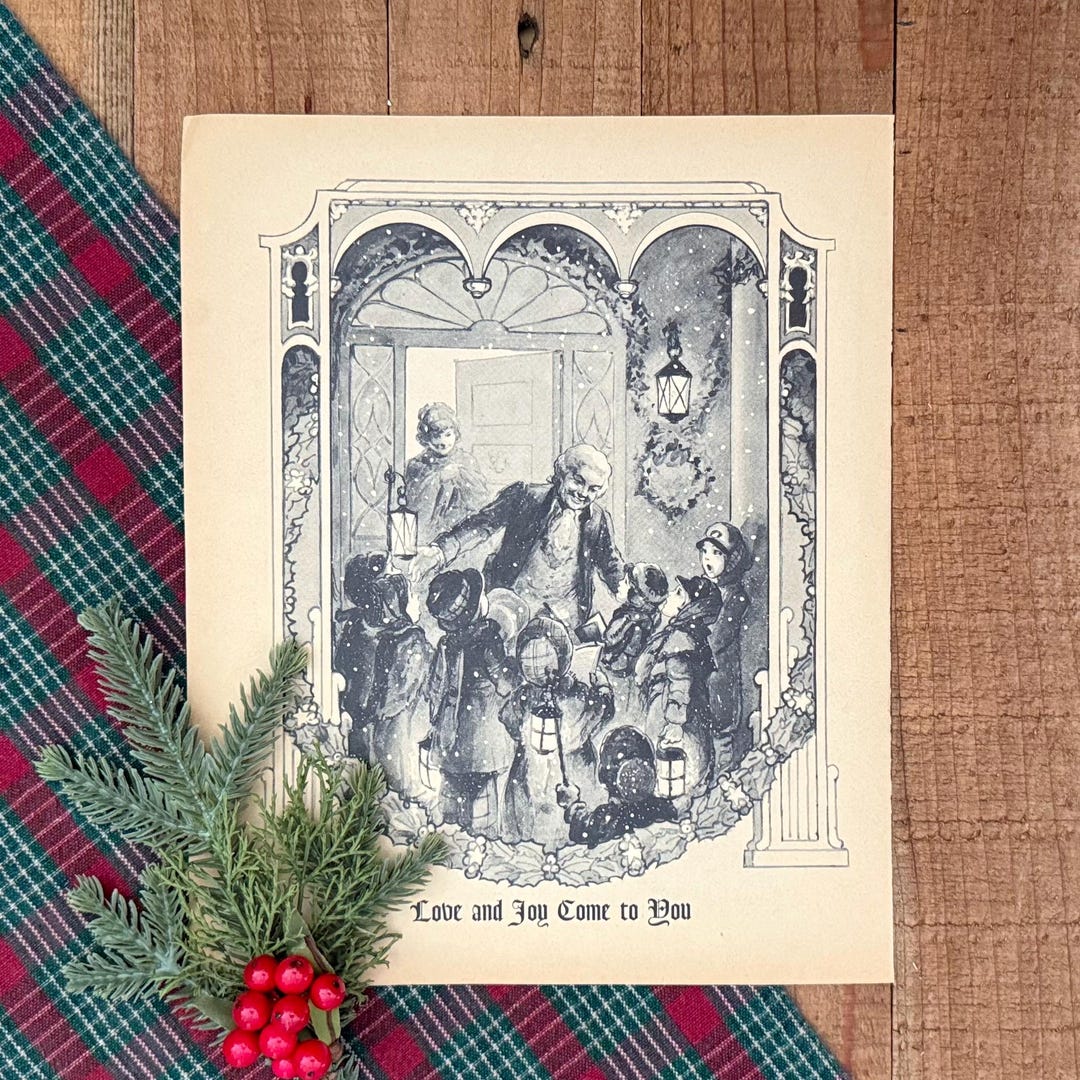 1938 Here We Come A Wassailing Illustrated Print: Vintage Christmas ...