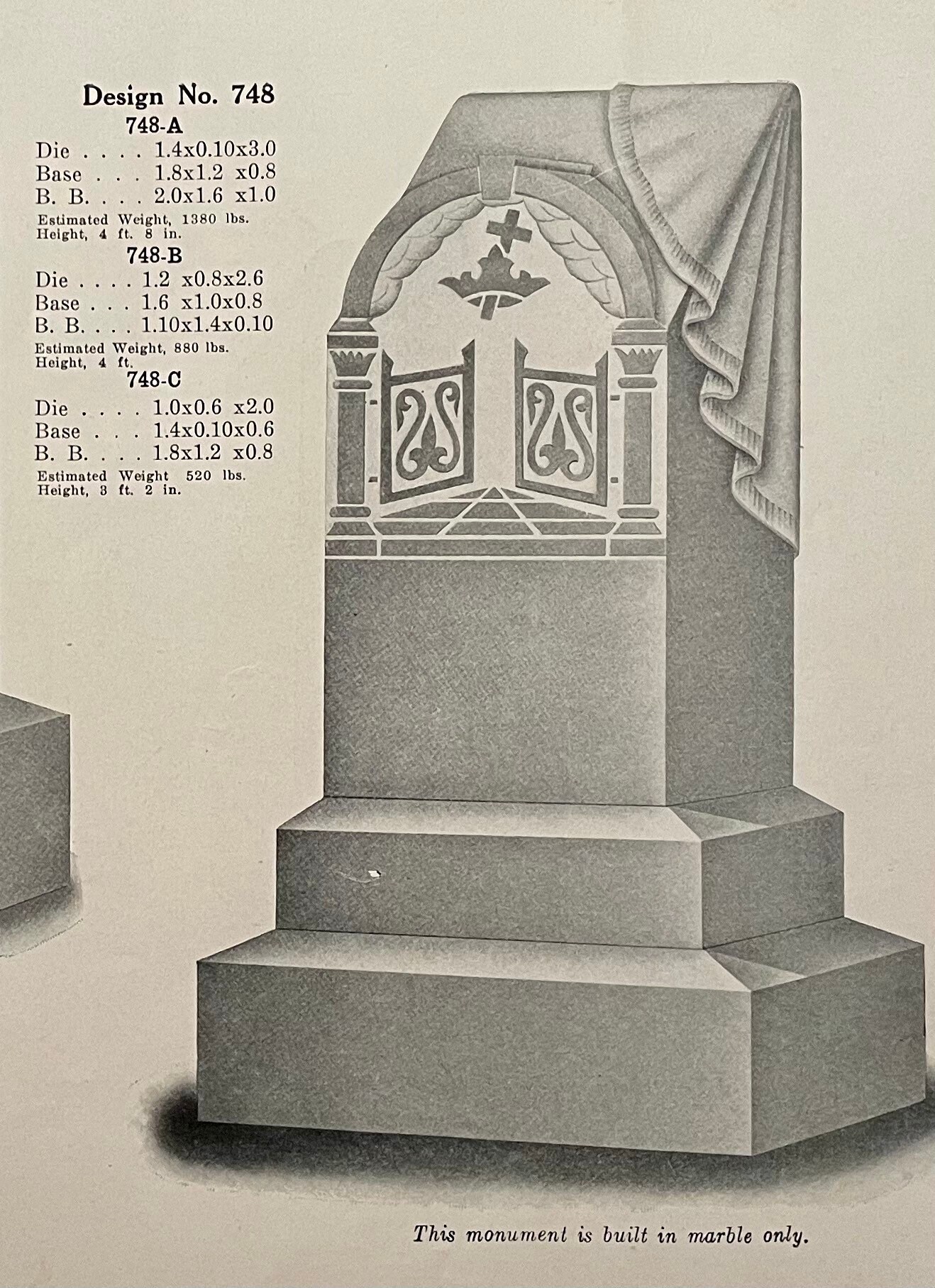 Headstone Advertising Catalog Sheet Framable Gravestone Ephemera ...