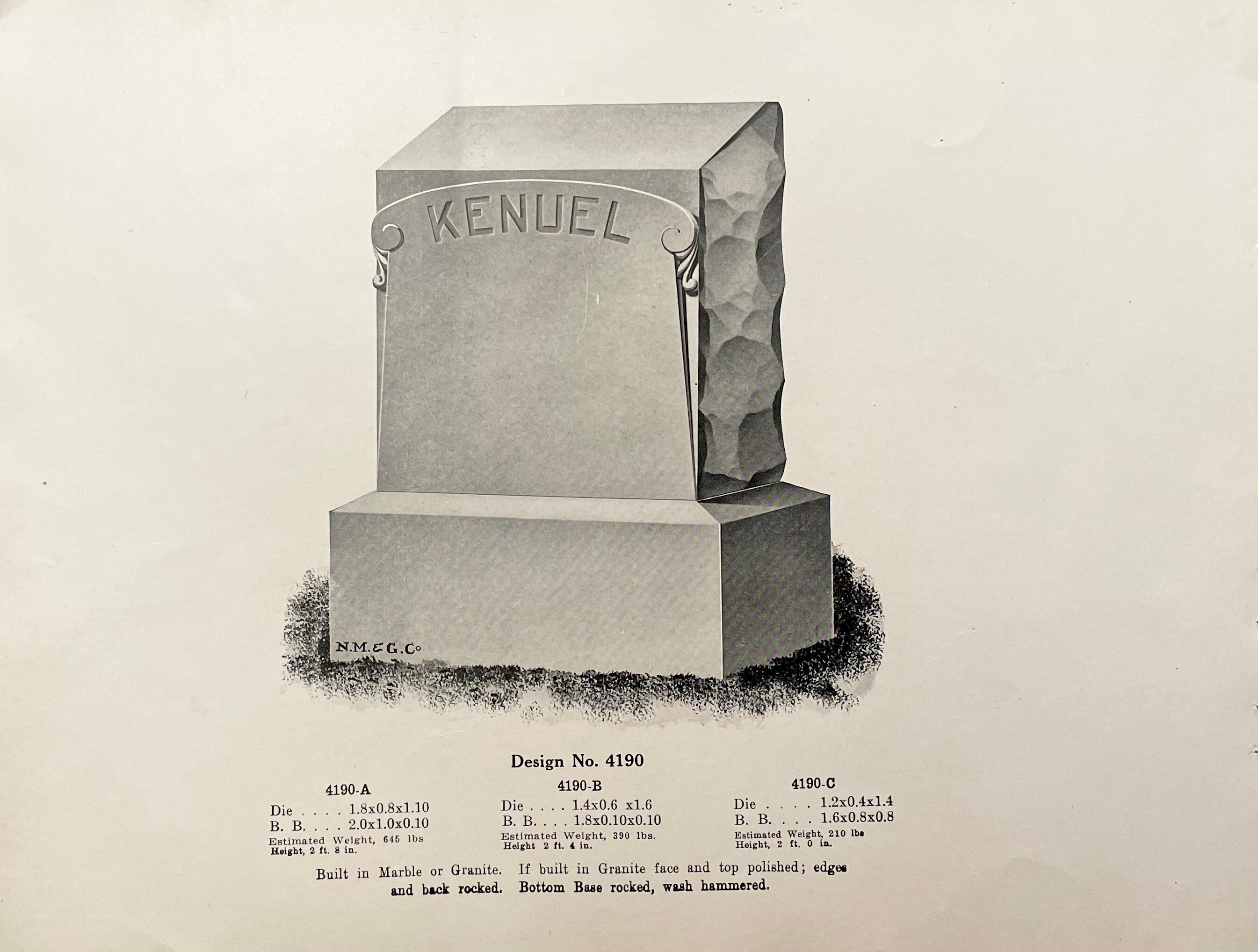 Headstone Advertising Catalog Sheet Framable Gravestone Ephemera ...