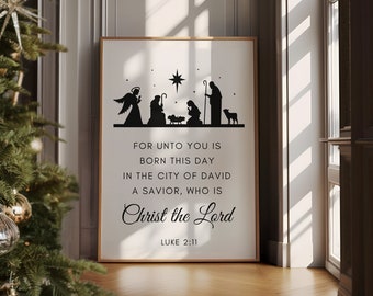 Luke 2:11, Christmas Bible Verse Wall Art, Christmas Scripture Wall Art ...