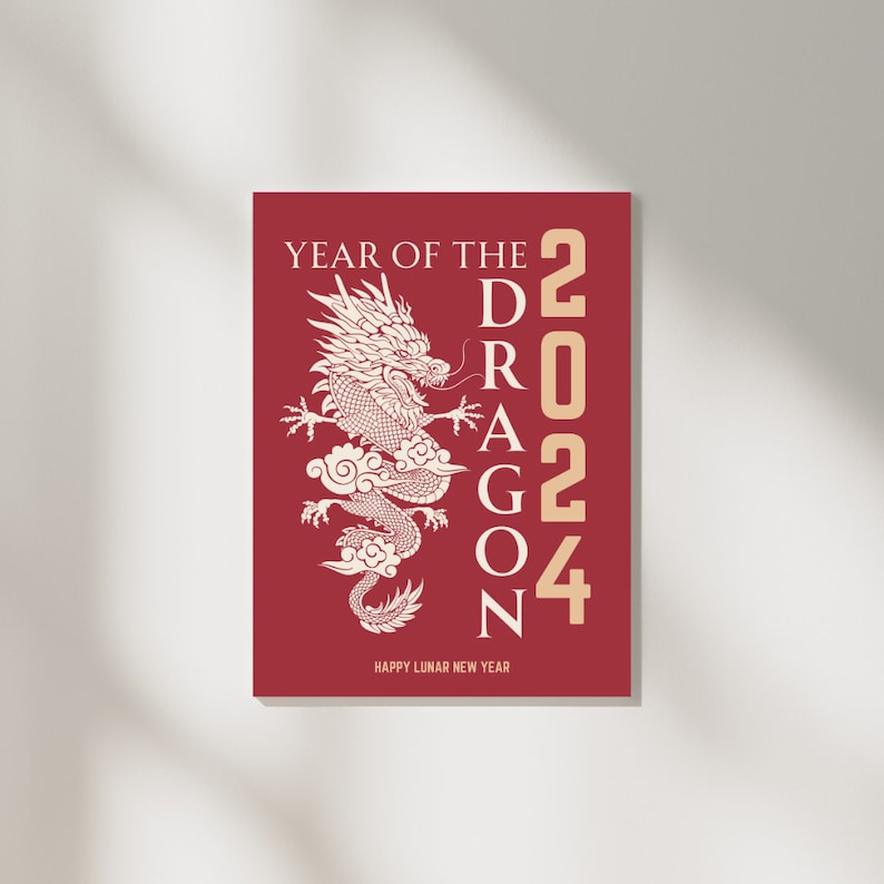 Year of the Dragon 2024, Happy Lunar New Year, Red Dragon, Chinese ...
