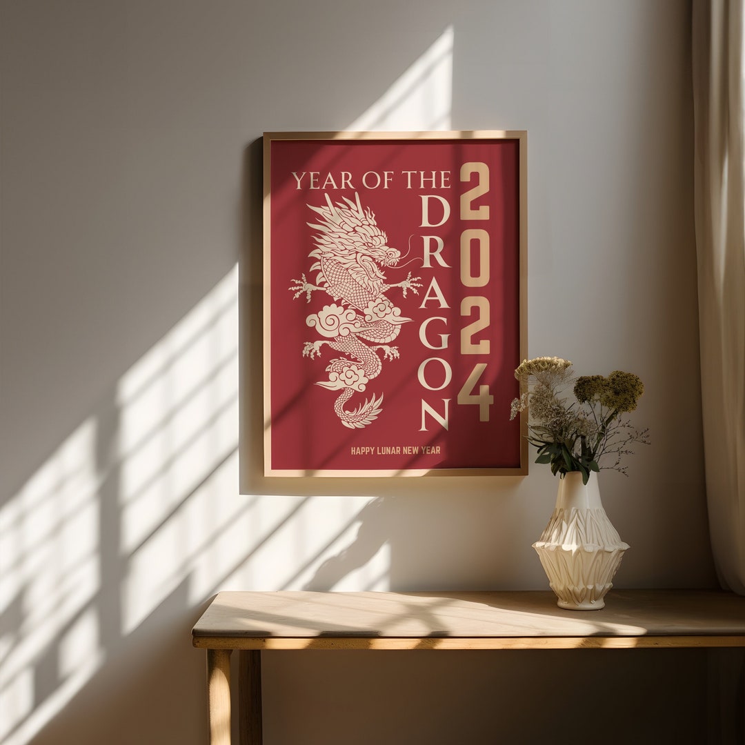 Year of the Dragon 2024, Happy Lunar New Year, Red Dragon, Chinese ...