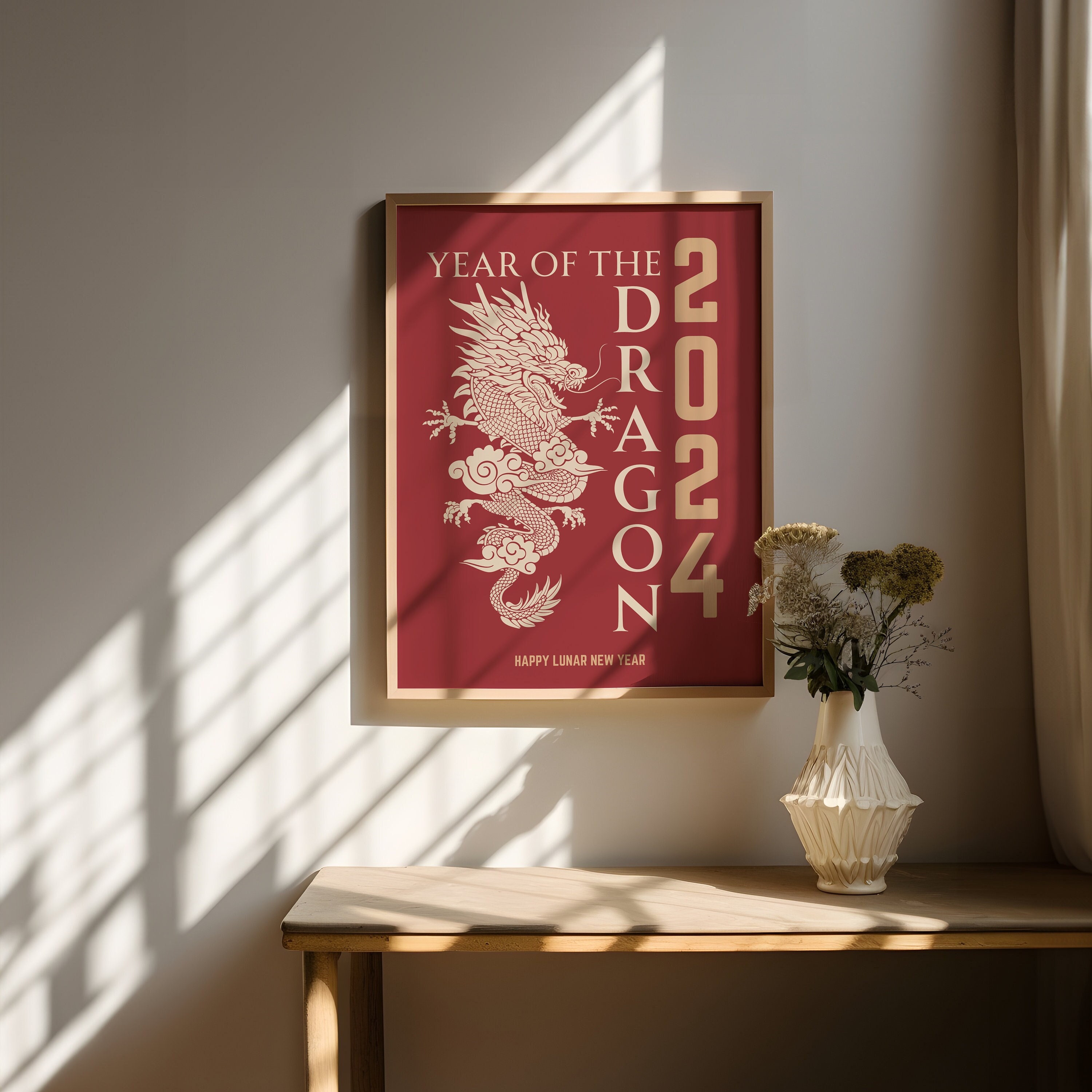 Year of the Dragon 2024, Happy Lunar New Year, Red Dragon, Chinese ...