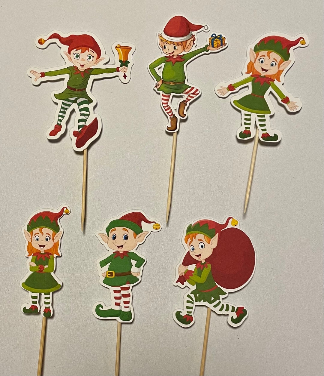 Cute Christmas Elf / Elves Cupcake Toppers/picks - Etsy