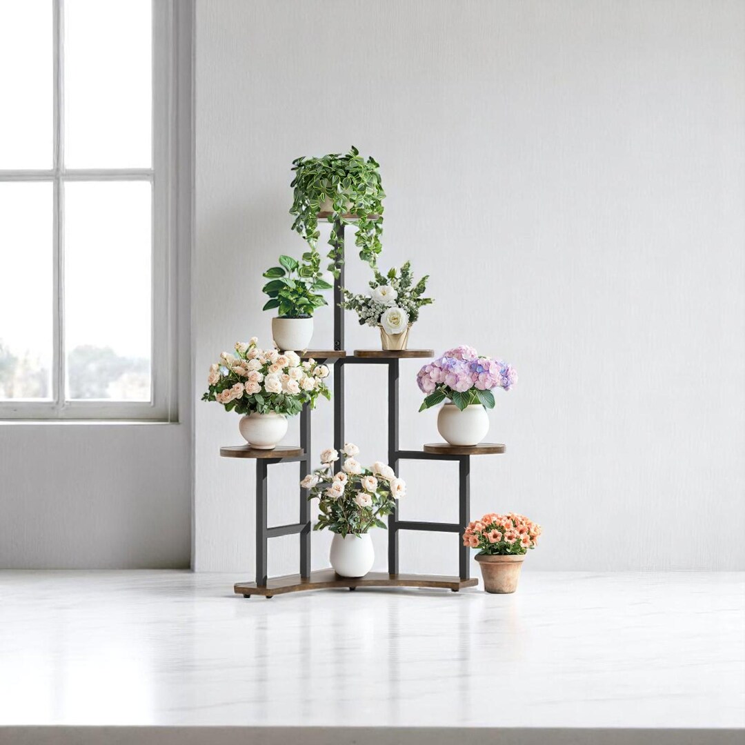 Tall 6-tiered Corner Plant Display Rack Stand - Modern Flower Shelf for ...