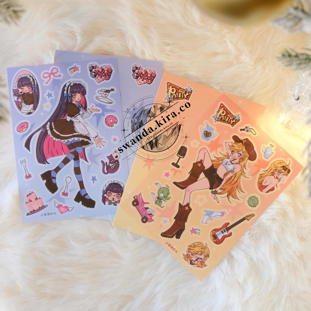 Panty & Stocking Inspired PVC Sticker Set: Holographic Decals - Etsy
