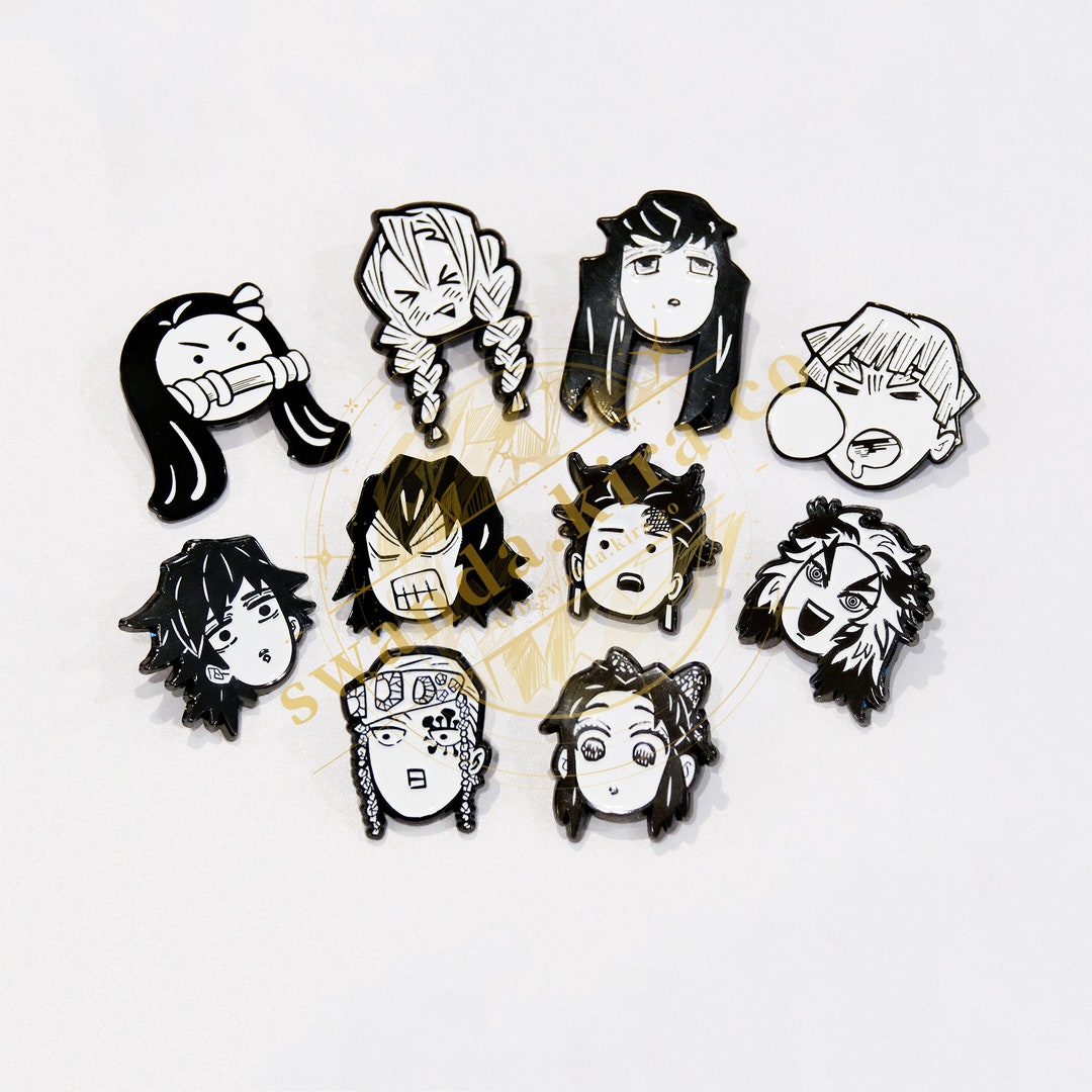 Demon Slayer Chibi Face Soft Enamel Pin - Etsy