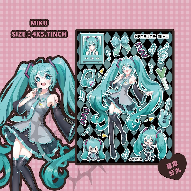Hatsune Miku Sticker Pack: Original PVC Stickers (4x6 Inches) - Etsy
