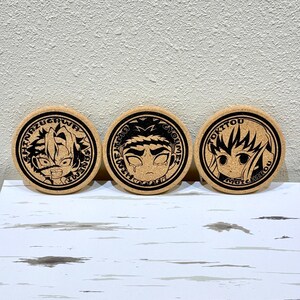 Demon Slayer Chibi Face Anime Cork Coaster - Etsy