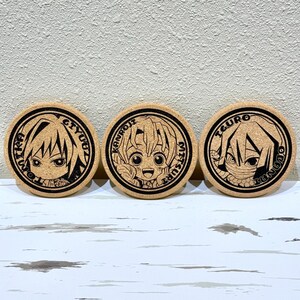 Demon Slayer Chibi Face Anime Cork Coaster - Etsy