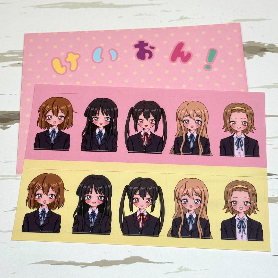 K-ON! Sticker Set: Light Music Main Characters, Holographic PVC (4x6 ...