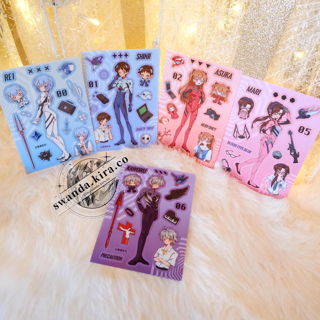Original Artwork Evangelion EVA Anime Sticker Set – Shinji, Asuka, Rei ...