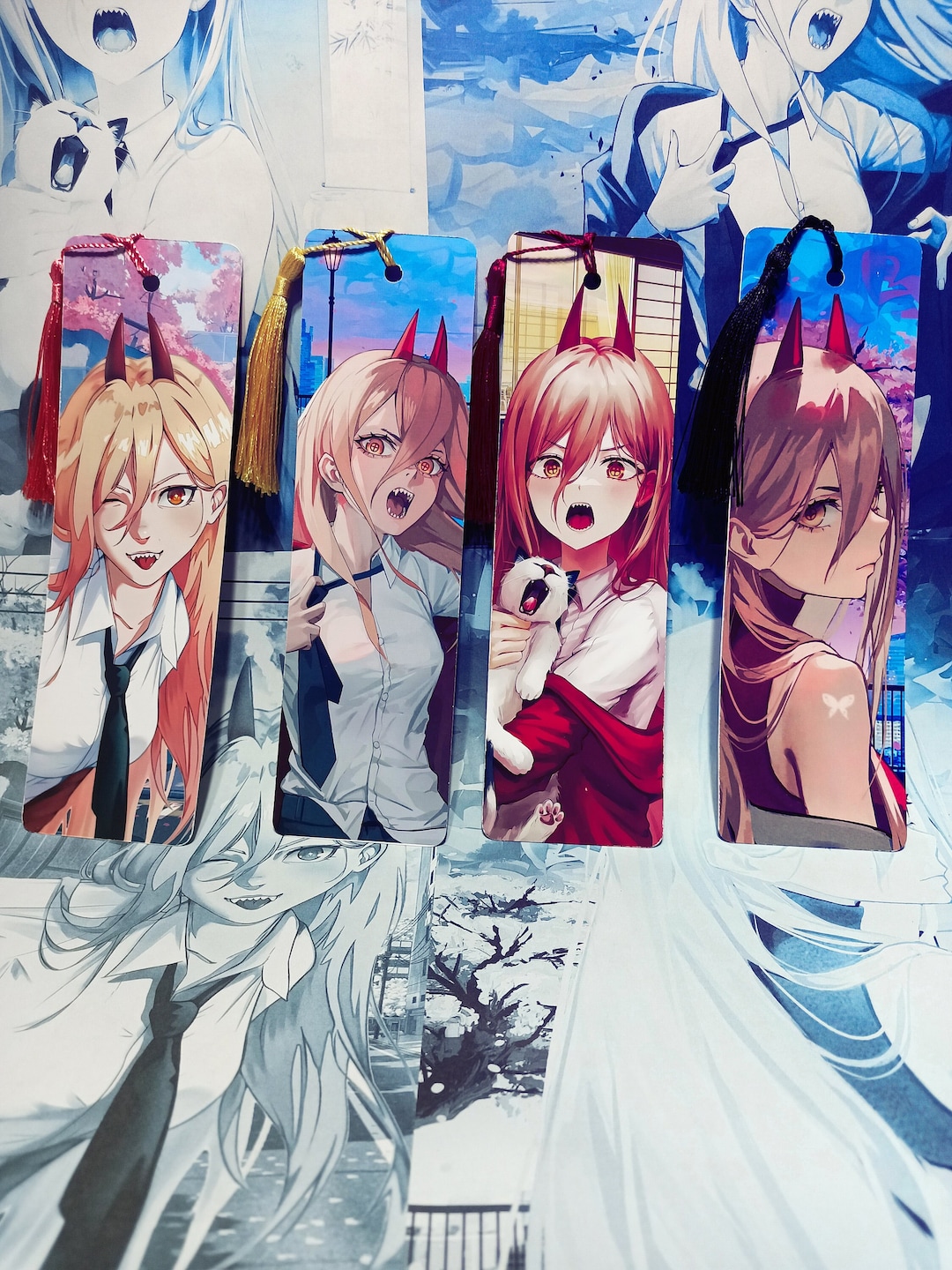 Anime Bookmarks Adorable High Glossy Laminated Anime 4 Pack Bookmark ...
