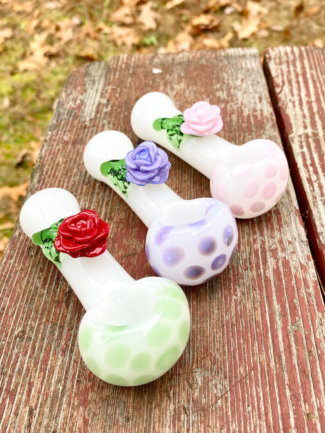 Glass Rose Pipe Hand Made Pipe Etsy