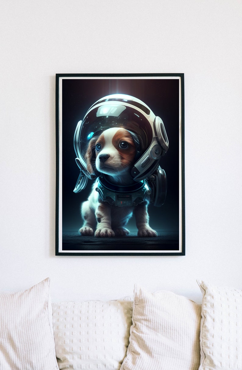 Futuristic Space Dog - Digital Art Print, AI Generated, Wall Art, AI ...