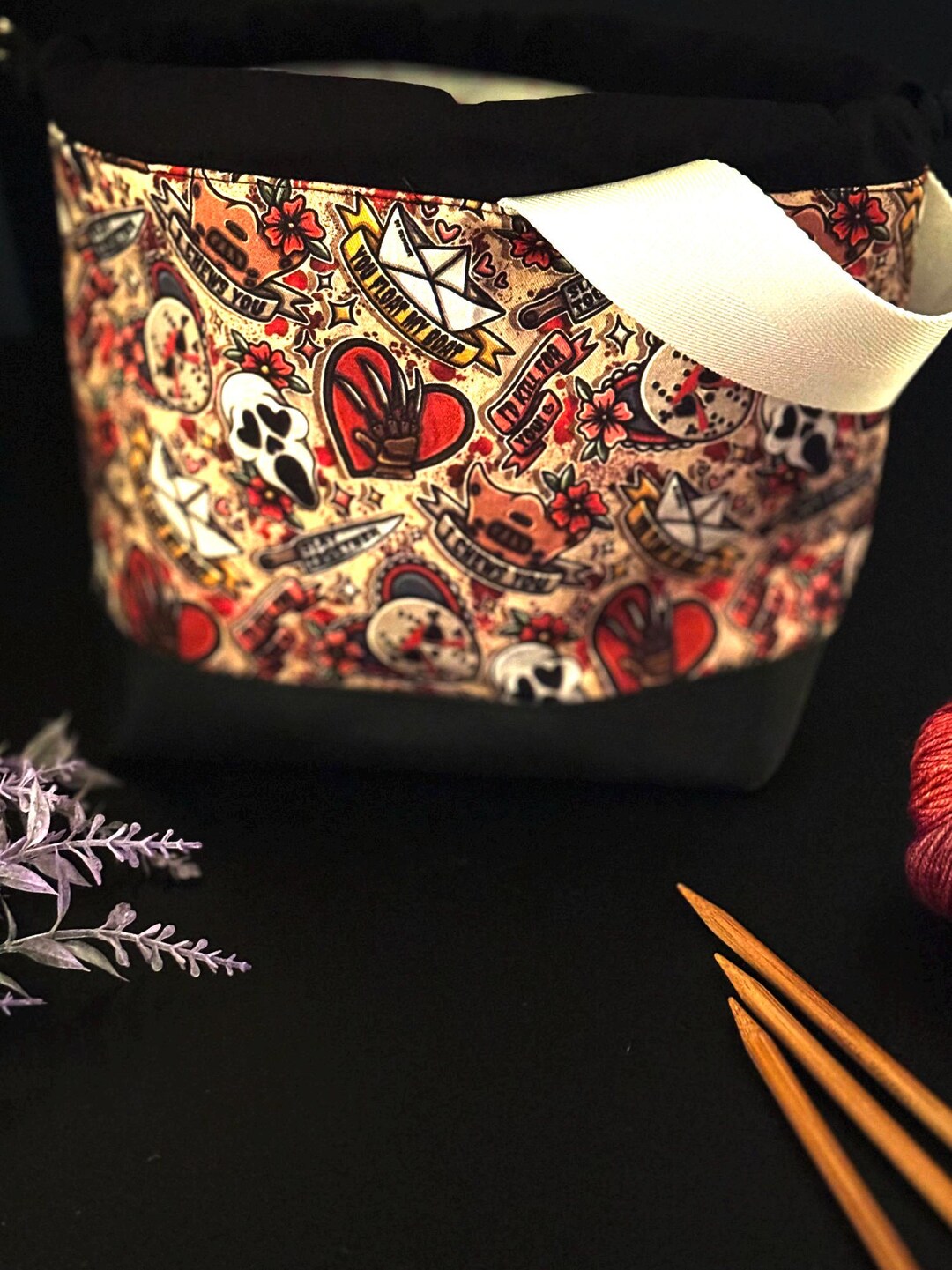 Horror Movie Sock Knitting Bag | Handmade |small Bag | Lined ...