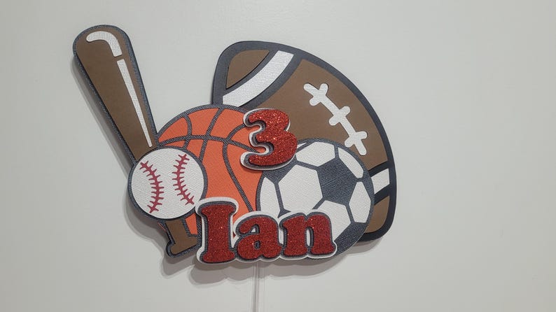 Kids Sports Cake Topper Sports Party Decor Soccer Baseball Basket Ball ...