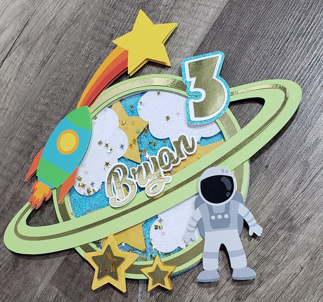 Space Galaxy Birthday Cake Topper Shaker - Etsy