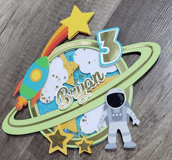 Space Galaxy Birthday Cake Topper Shaker - Etsy