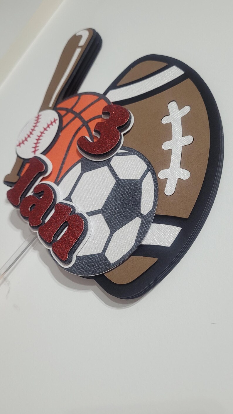 Kids Sports Cake Topper Sports Party Decor Soccer Baseball Basket Ball ...