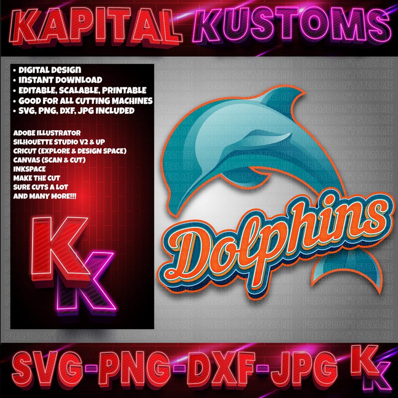 Dolphins - High Quality - Football, Svg, Png, Jpg, Dxf, Logo, Miami - Etsy
