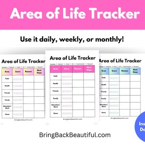 Areas of Life Tracker Printable Digital Template Planner Life Goal ...