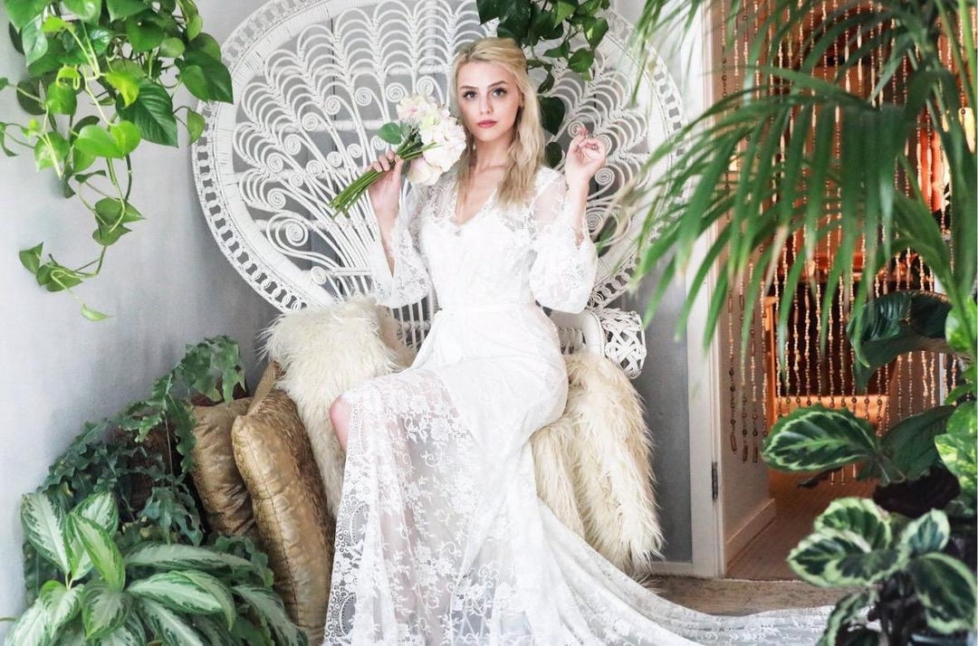 Bride Lace Robe, Maxi Long Robe for Bride, White Robe With Train ...