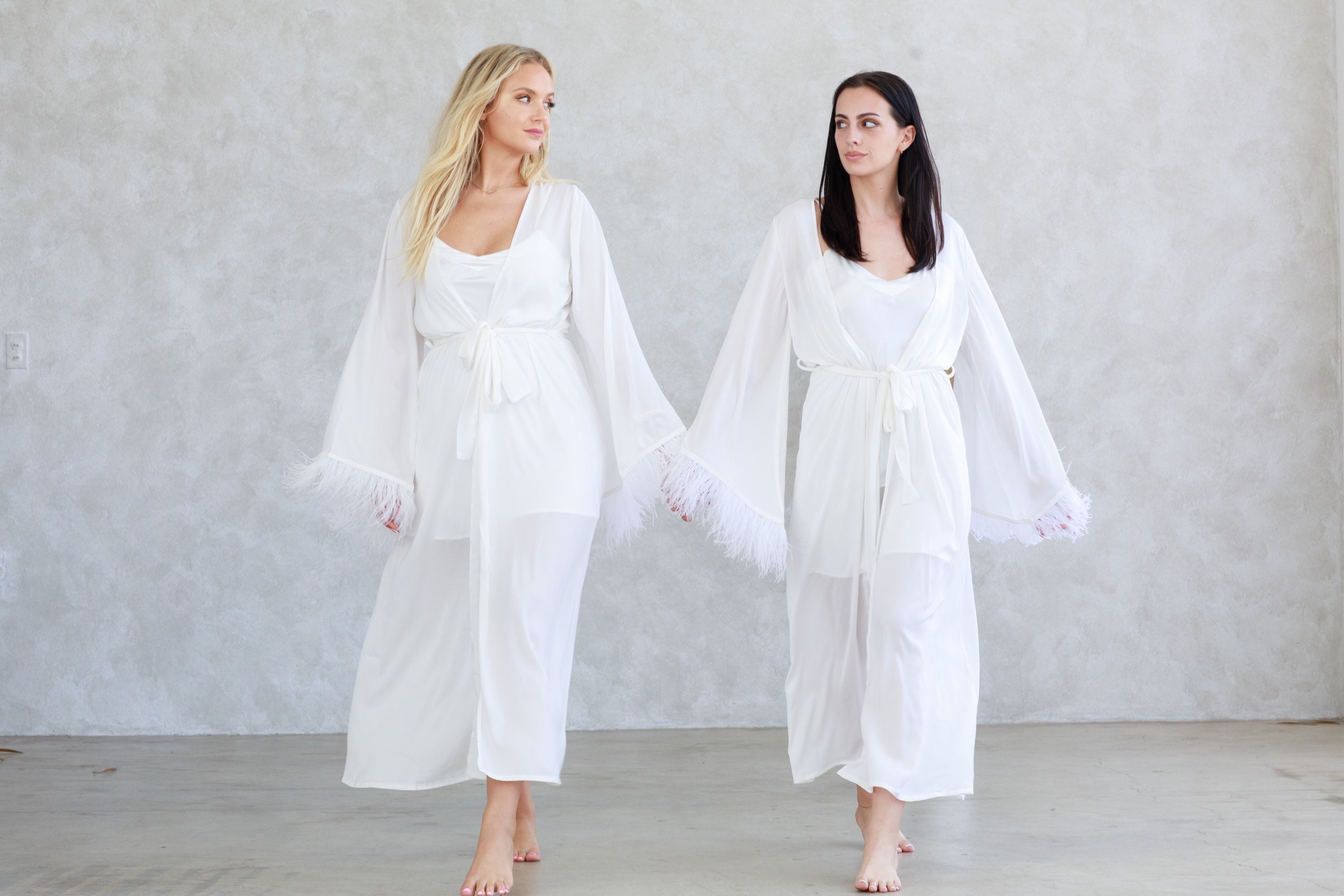 Long Feather Robe Bridal Party Robes Bridesmaid Robes Robe - Etsy