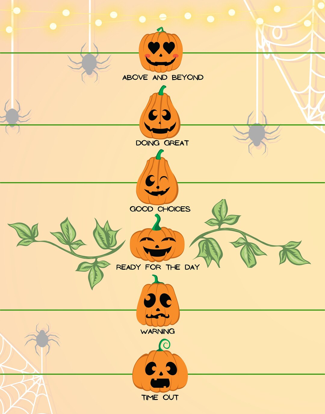 Halloween Jack O' Lantern Behavior Clip Chart - Etsy