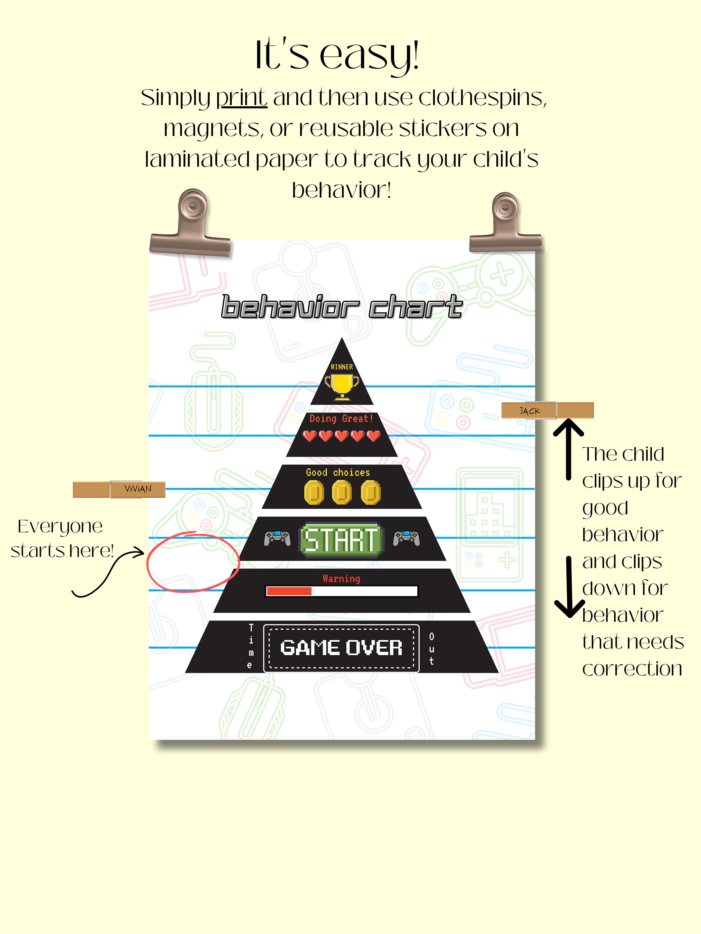 Video Game Behavior Chart! Gaming! - Etsy