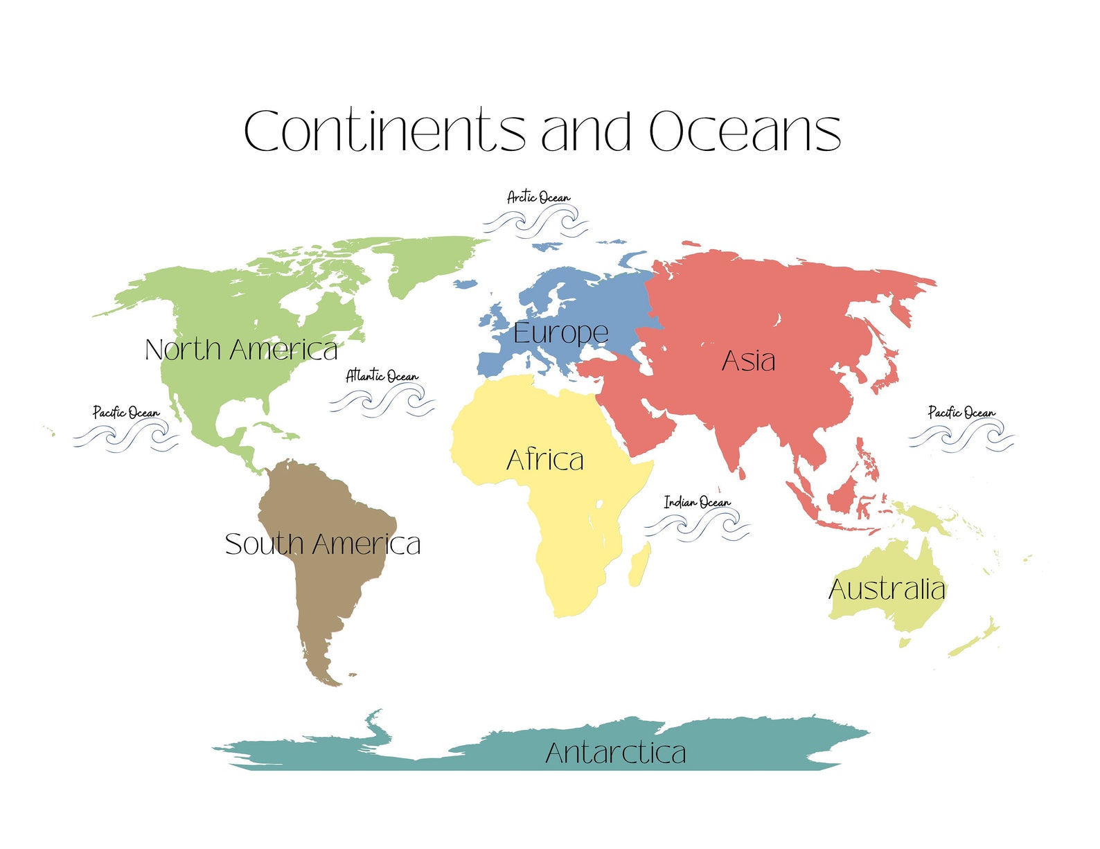 Educational Charts! Solar System, Ocean Zones, Continents - Etsy