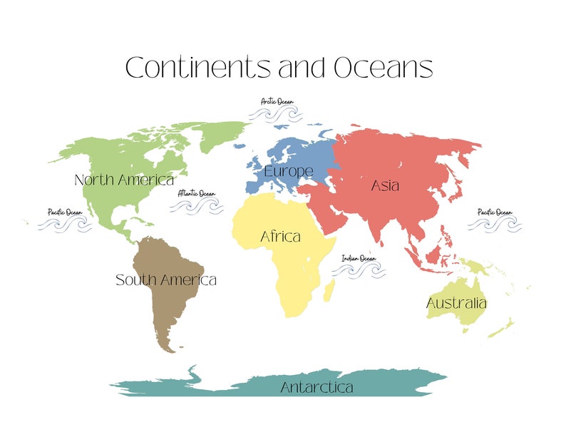 Educational Charts Solar System, Ocean Zones, Continents - Etsy