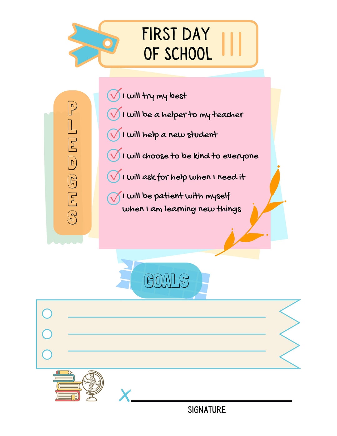 First Day of School Pledges and Goals, Plus Affirmations Poster! - Etsy