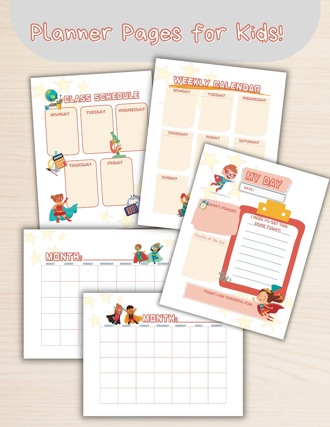 Planner Pages for Kids - Etsy