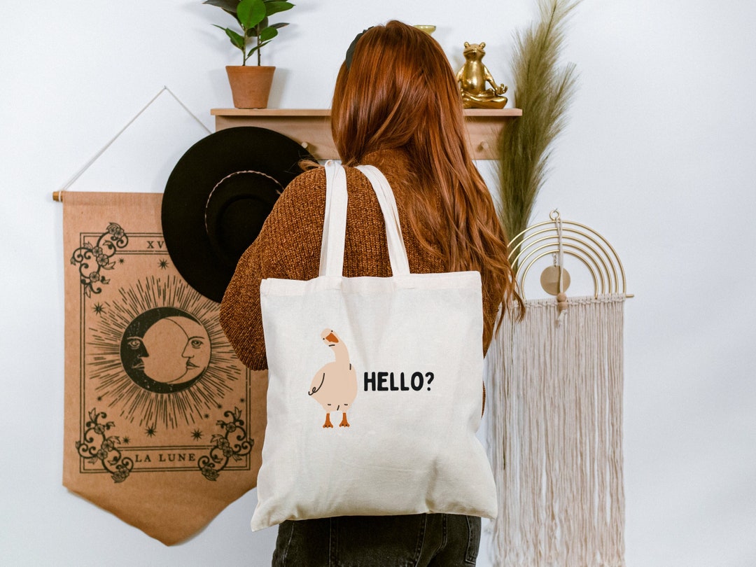 Fun Hello Silly Goose Tote Bag, Cute Fun Hello Bye Goose Duck Gift for ...