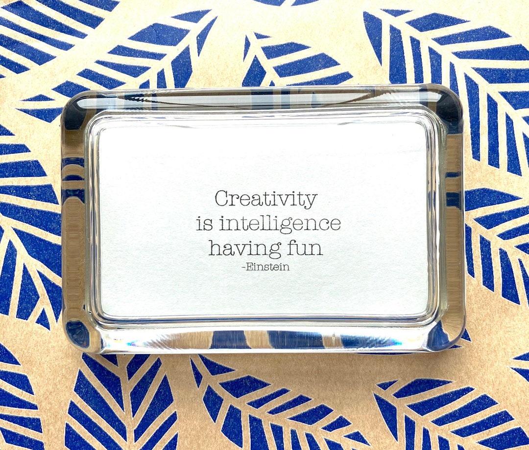 Einstein Quote creativity is Intelligence Having Fun Handcrafted Glass ...