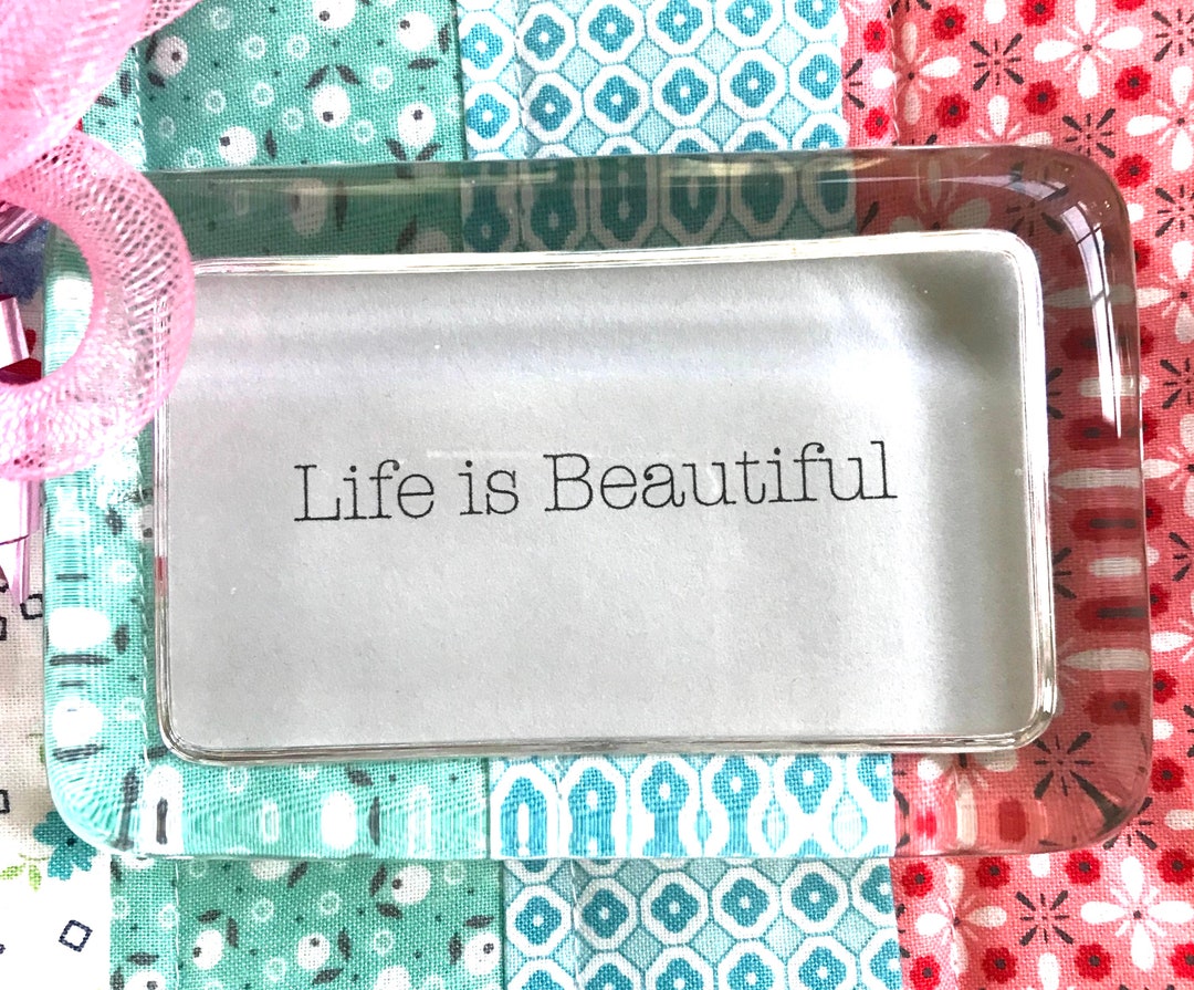 Quote life is Beautiful Handcrafted Glass Inspirational Paperweight - Etsy