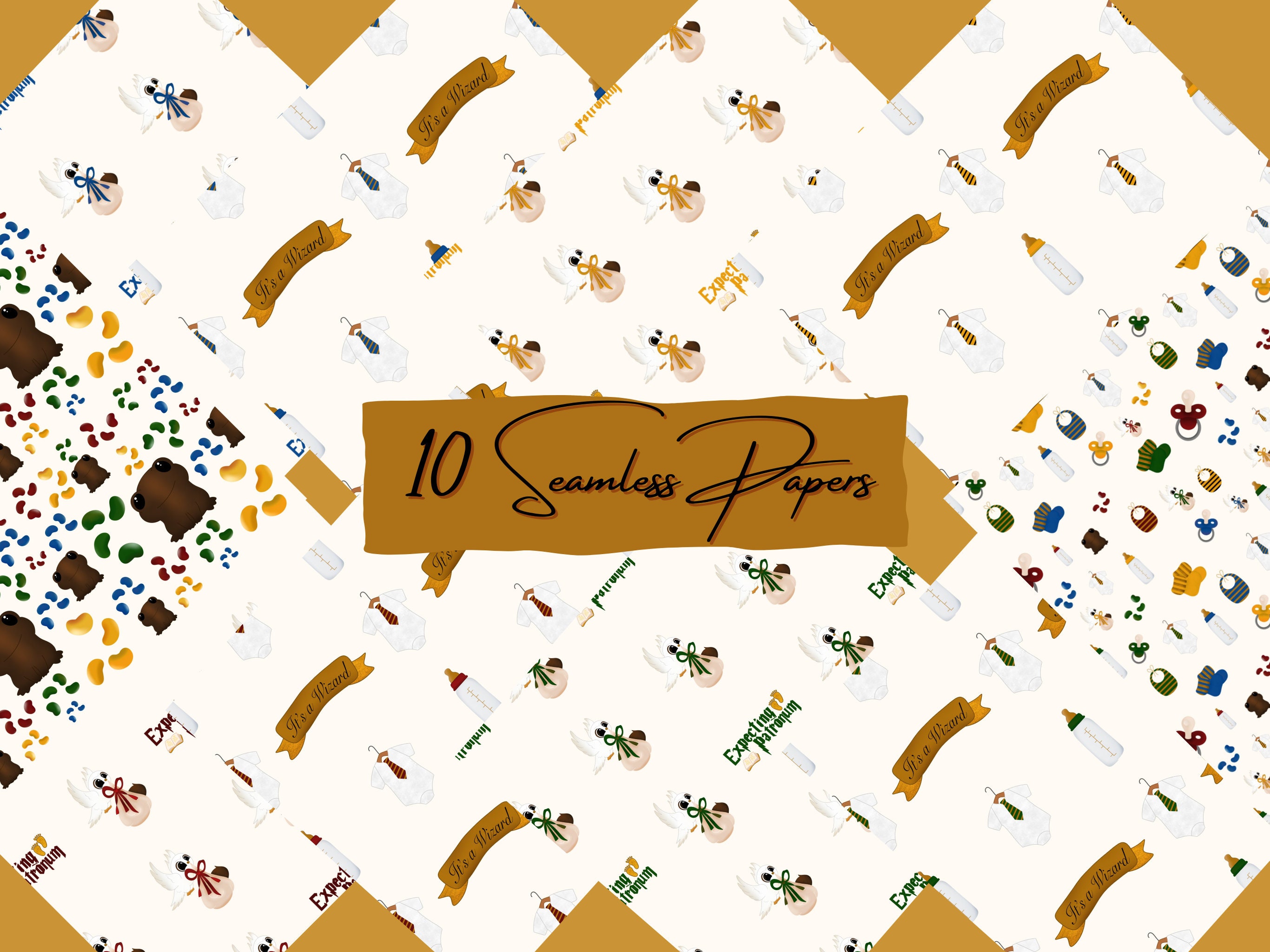 Baby Wiizarding School Seamless Papers Baby Wizard Clipart - Etsy