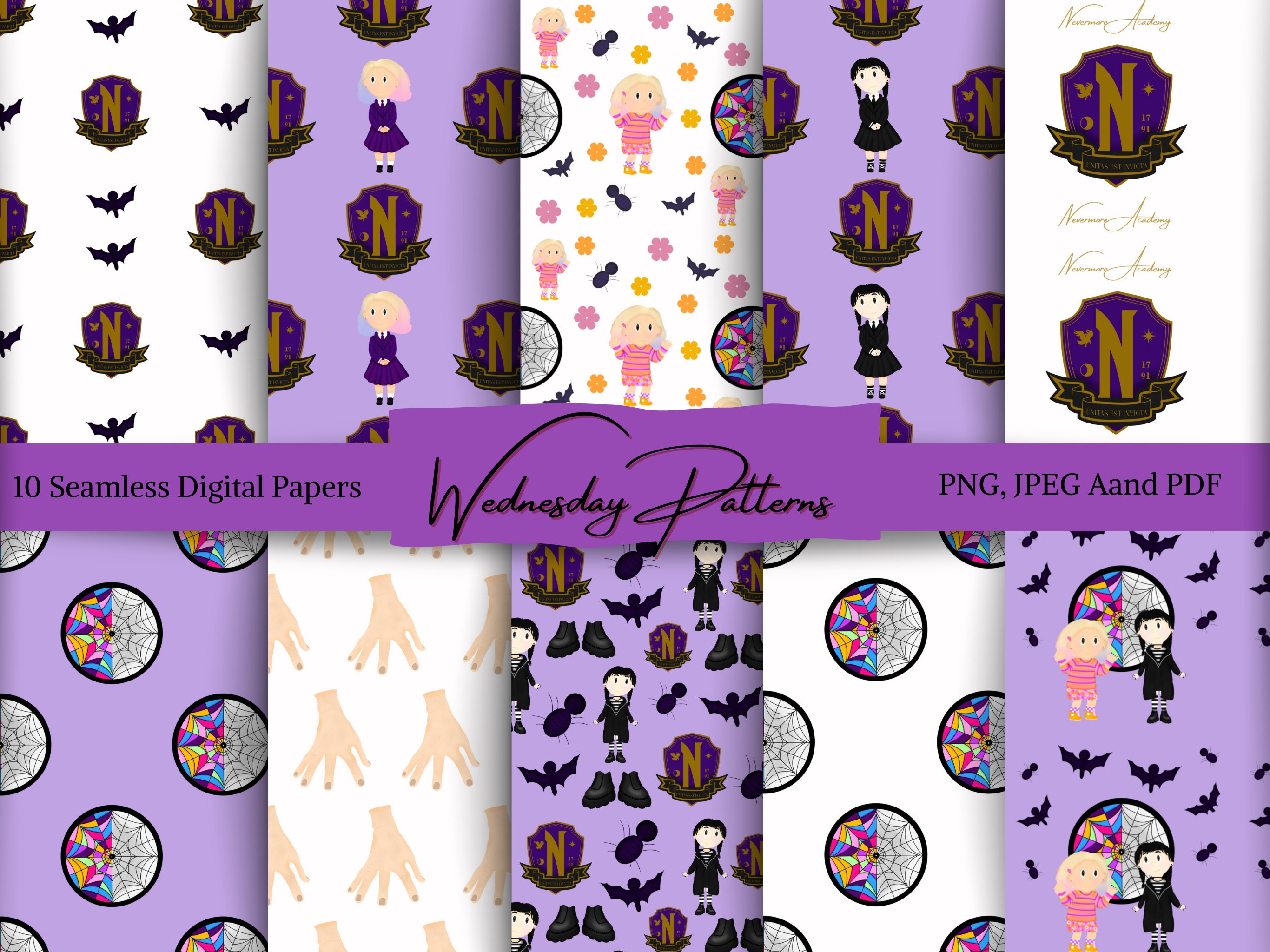 Wednesday Seamless Pattern Addams Seamless Pattern Wednesday - Etsy Canada