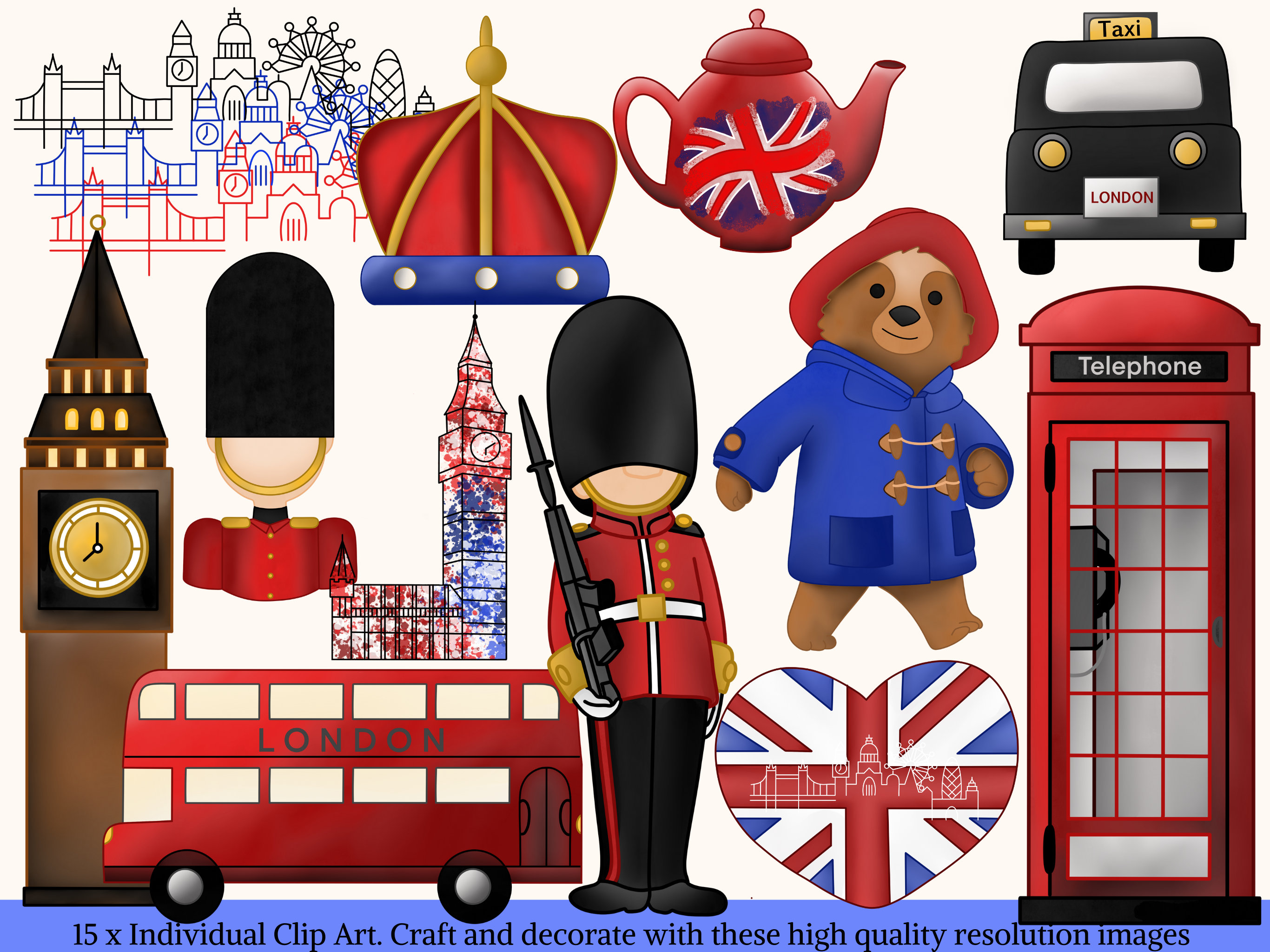 London Clipart Bundle London Seamless Papers London - Etsy