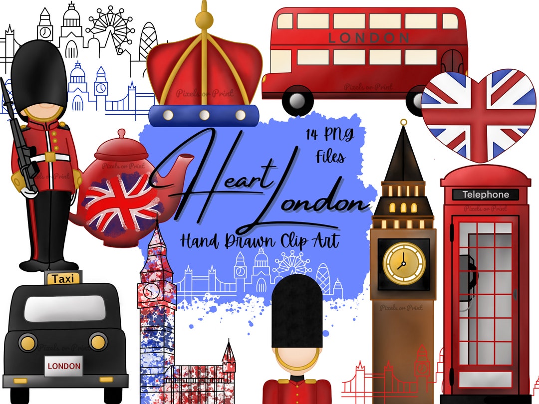 Watercolour Love London Clipart, London PNG, London Bus Clipart, Kings ...