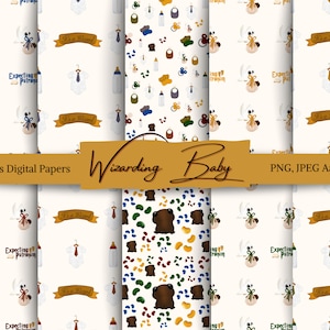 Baby Wiizarding School Seamless Papers, Baby Wizard Clipart, Baby ...