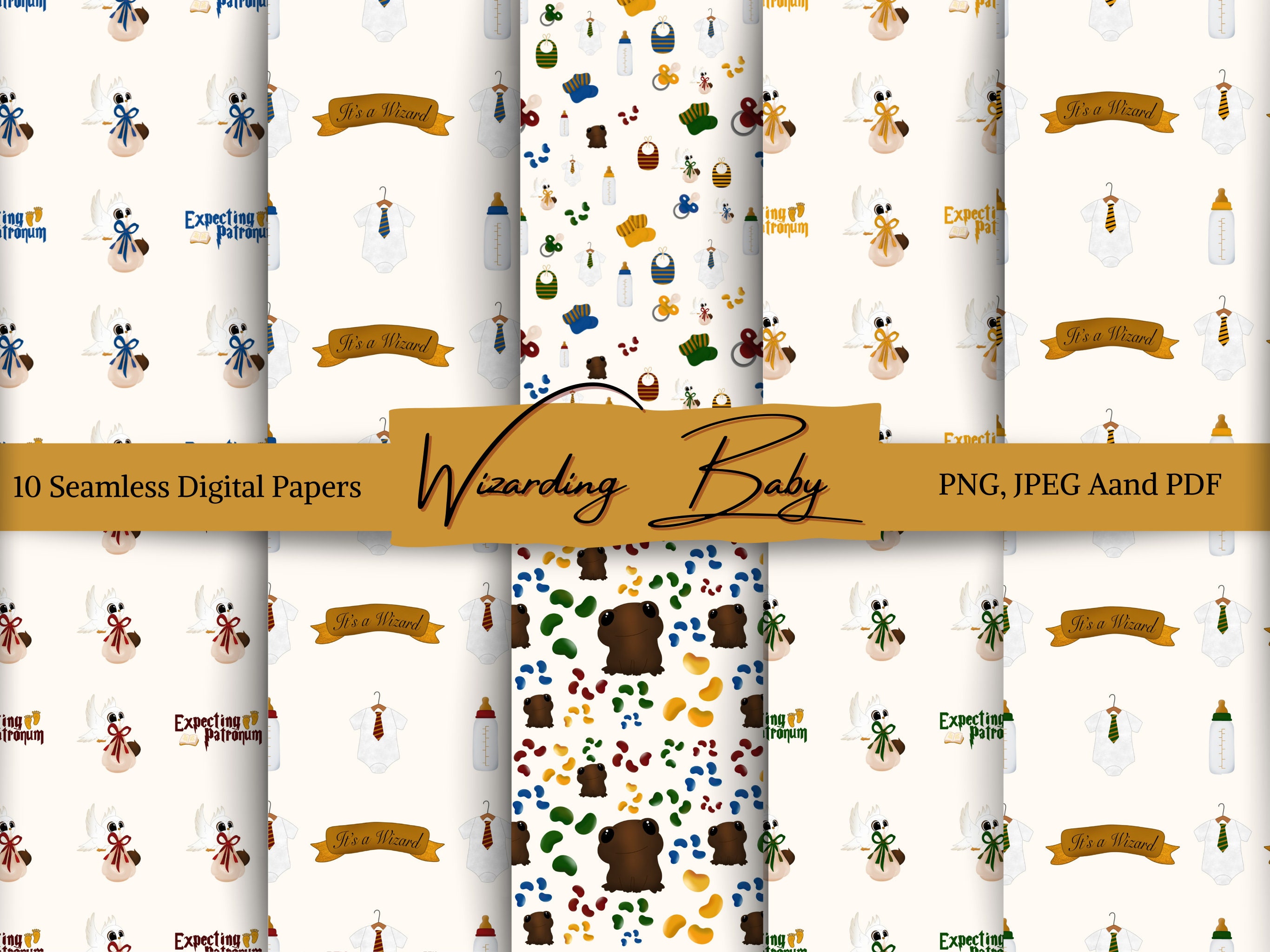Baby Wiizarding School Seamless Papers Baby Wizard Clipart - Etsy
