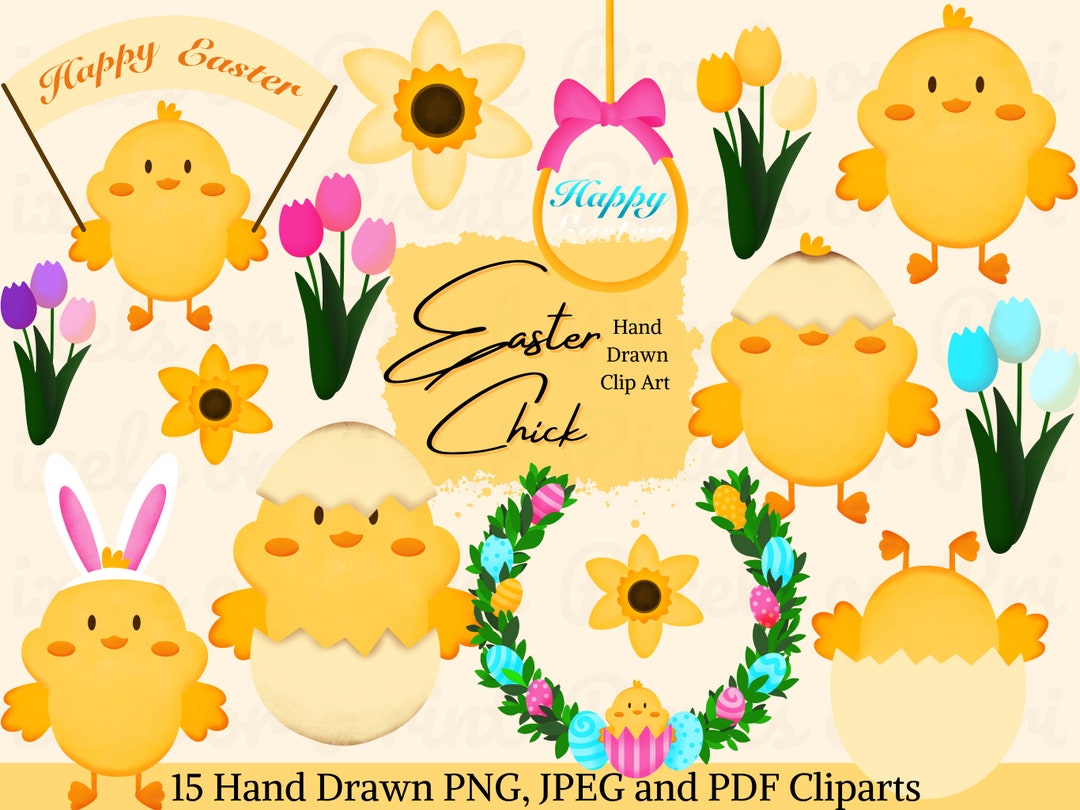 Easter Clipart, Easter Chick Clip Art, Watercolour Easter Clipart ...