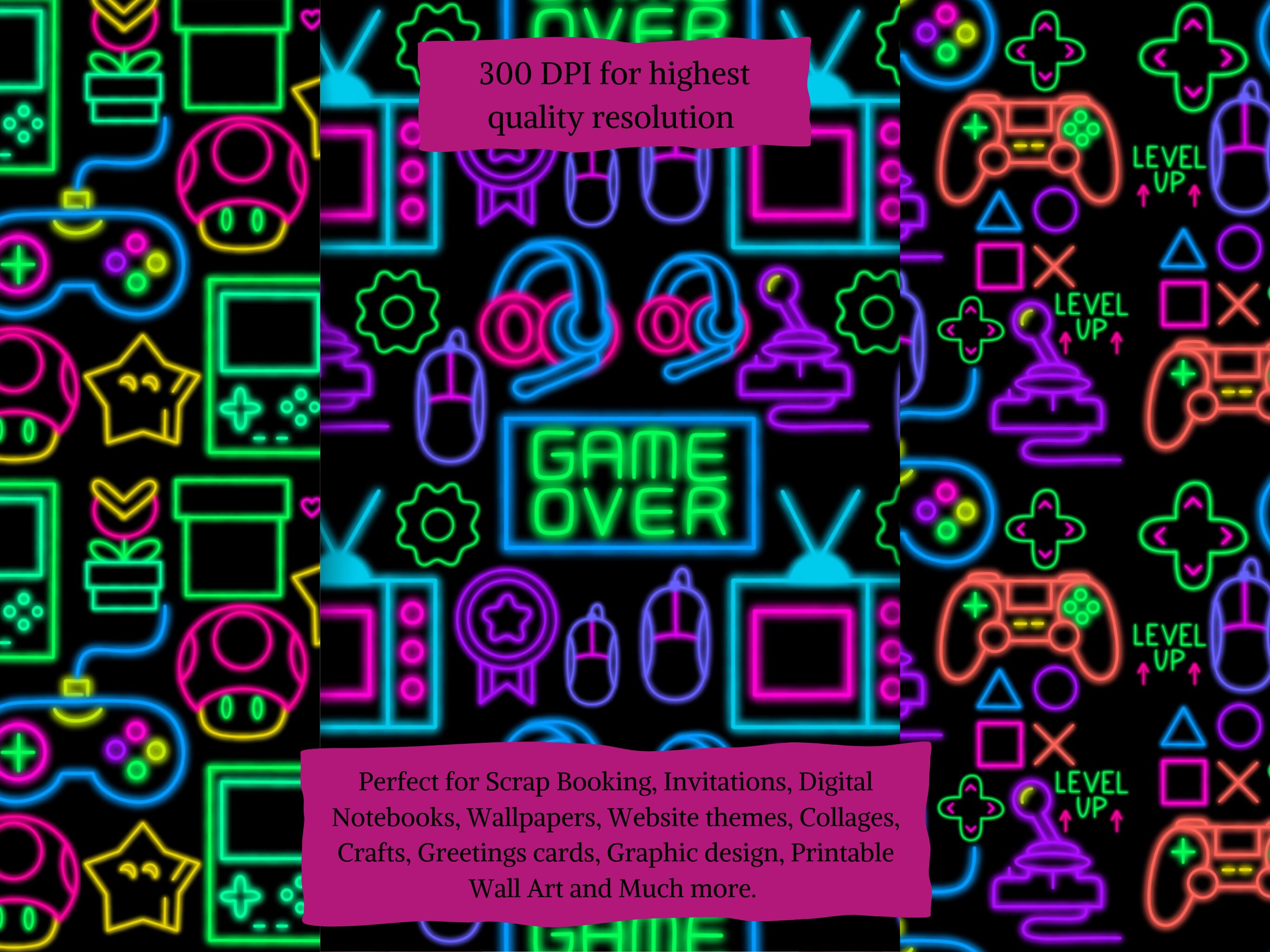 Neon Gaming Seamless Pattern, Neon Seamless Pattern, Gaming Seamless ... Neon Gaming Seamless Pattern, Neon Seamless Pattern, Gaming Seamless ...