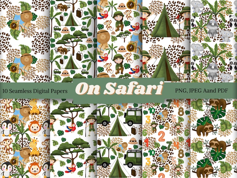 Safari Seamless Pattern, Animals Seamless Pattern, Safari Seamless ...