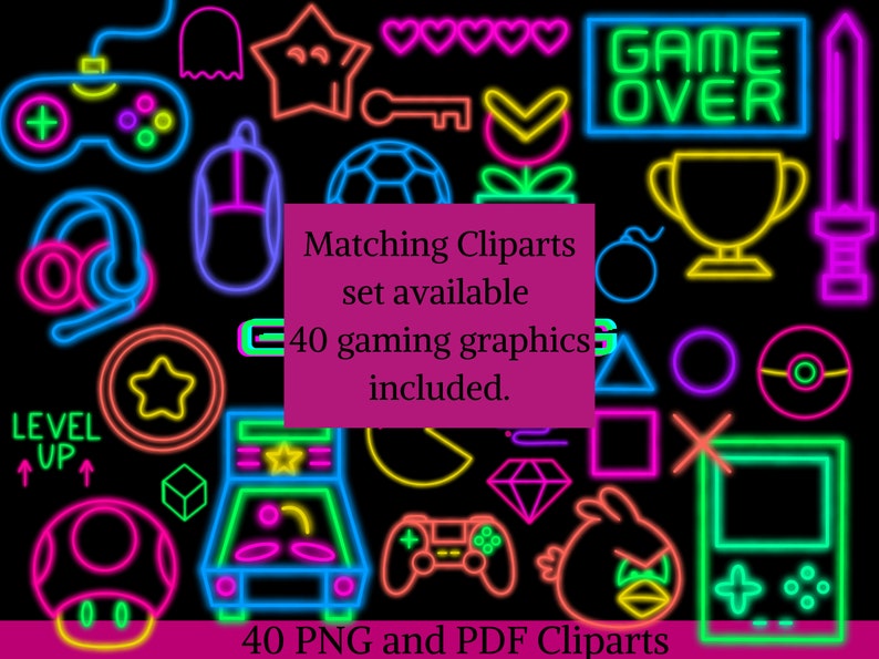 Neon Gaming Seamless Pattern, Neon Seamless Pattern, Gaming Seamless ...